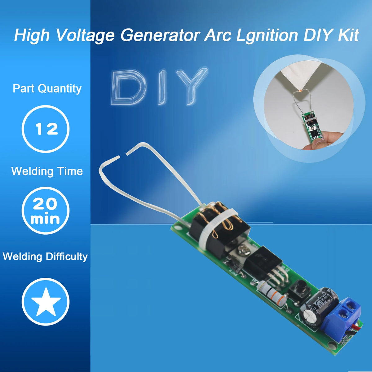 High Voltage Generator Arc Igniter DIY Lighter Kit Arc Generator Kit f ...